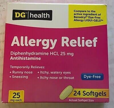 DG Health Allergy Relief Diphenhydramine HCL 25mg Antihistamine | Simi ...