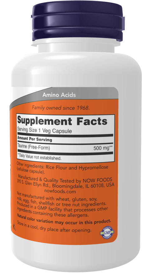 NOW Taurine 500 mg | Nervous System Health | 100 Veg Capsules – Ome's ...